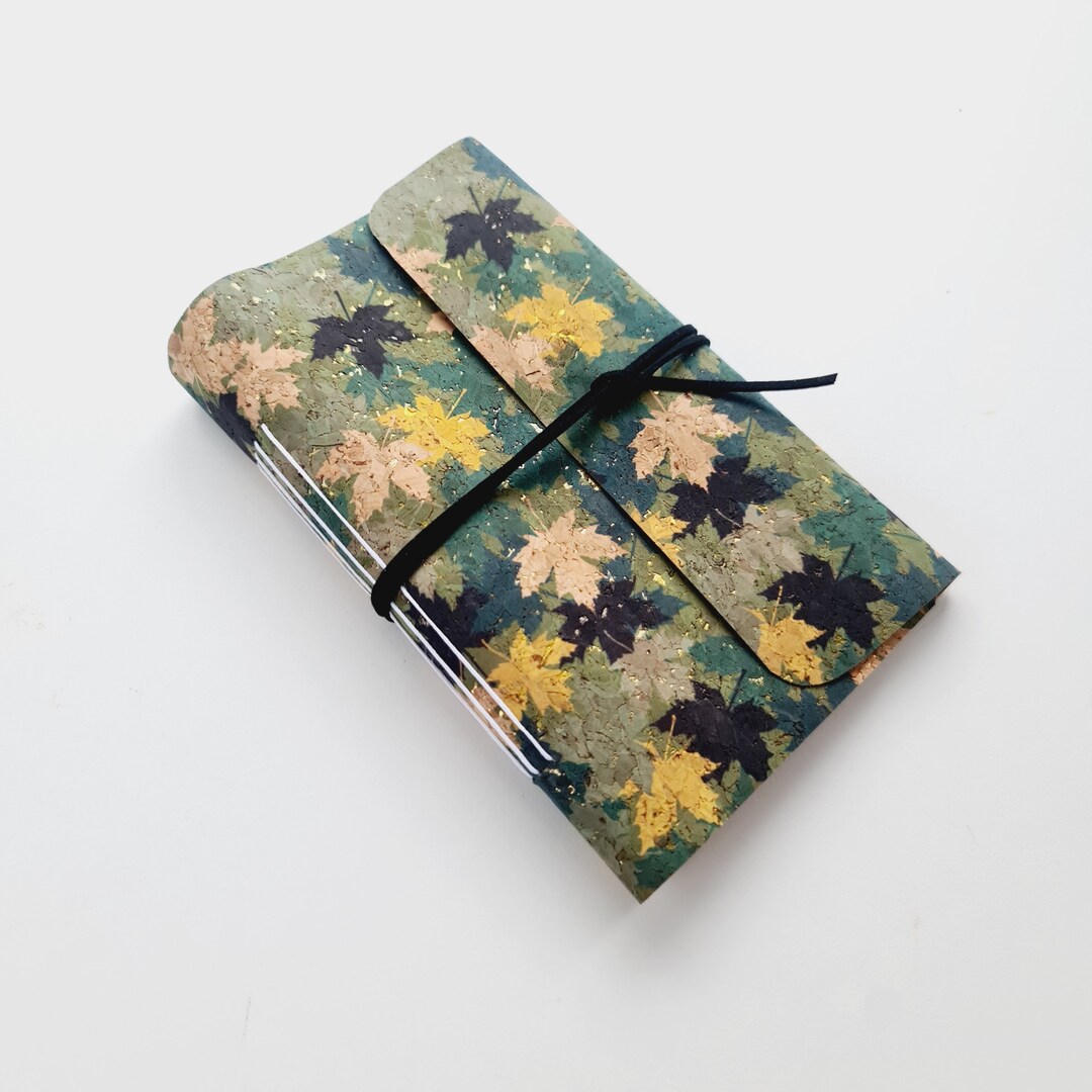 Green Leaves Notebook, Cork Journal Choose Plain White, Ruled Lined, or ...