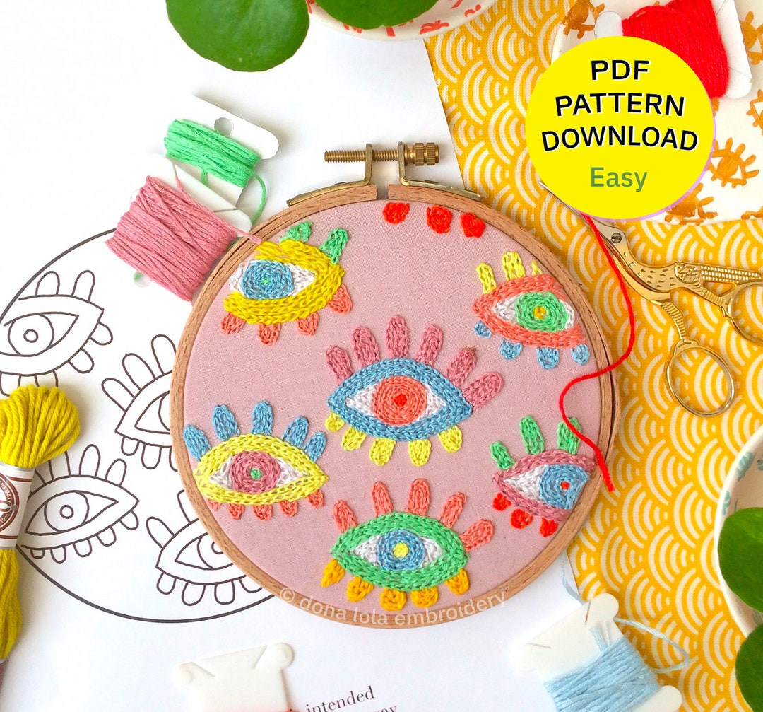 Easy Embroidery Pattern, DIY for Beginners - Minimalistic Eyes - Etsy