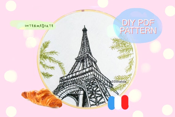 Intermediate Embroidery Pattern the Eiffel Tower - Etsy