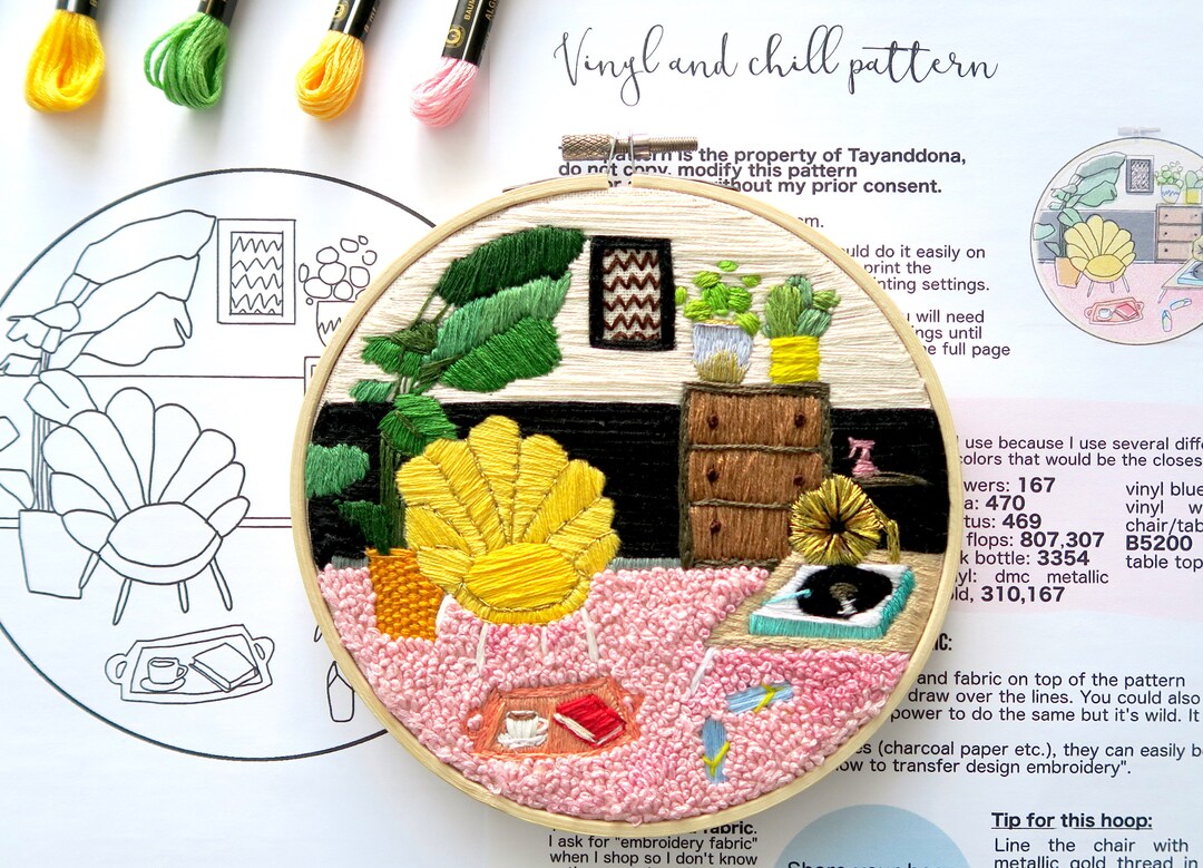 Easy Embroidery Pattern DIY for Beginners Vinyl and Chill - Etsy