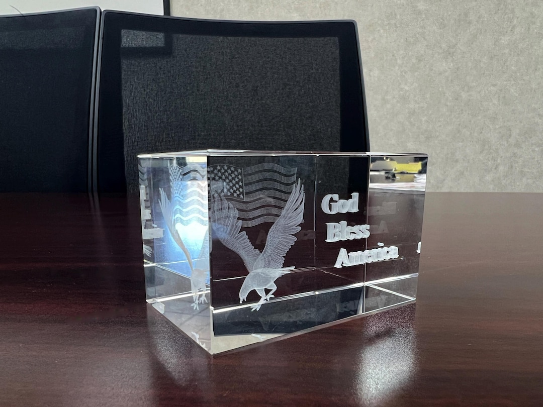 Art in a Crystal: 3d Eagle With God Bless America - Etsy
