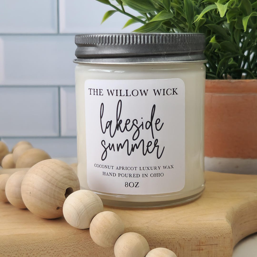 Lakeside Summer Candle | Coconut Apricot Wax Candle | Wood Wick Candle ...