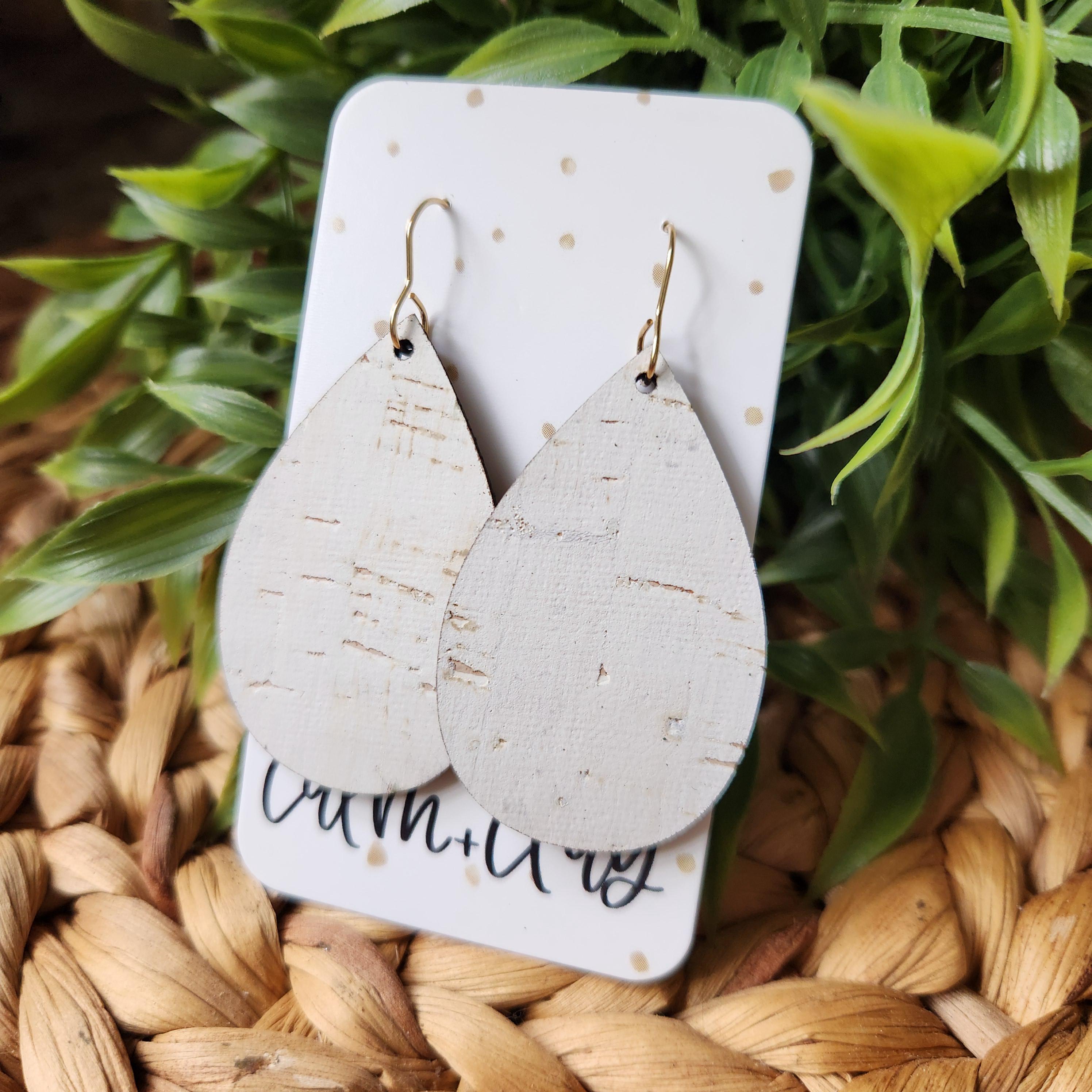 CORK LEATHER EARRINGS lightweight statement earrings handmade modern jewelry simple jewelry hypoallergenic neutral jewelry