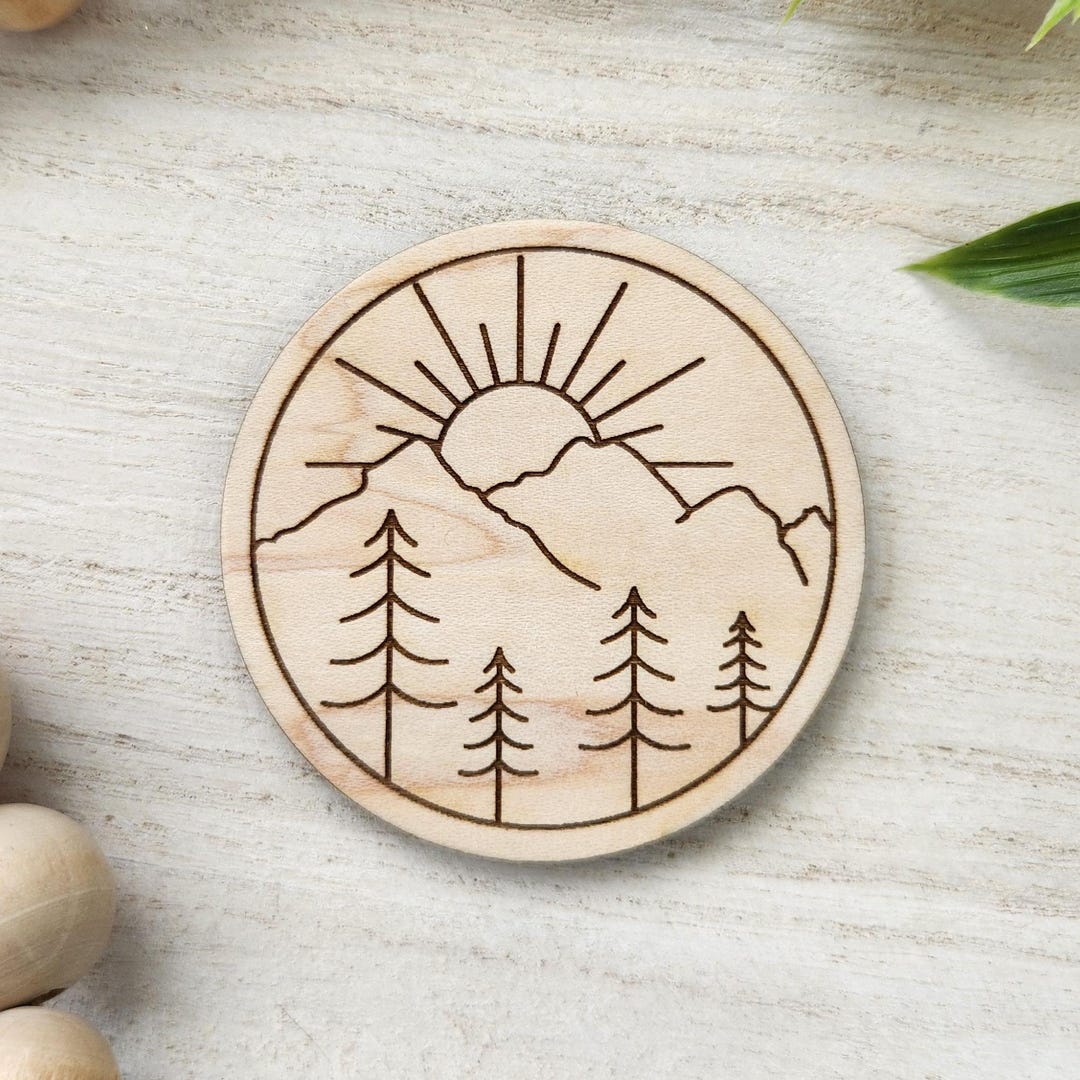Sunrise Wood Magnet | Mountain Wood Magnet | Fridge Magnet | Nature ...