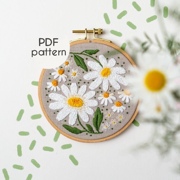 Daisy Embroidery Pattern - Etsy