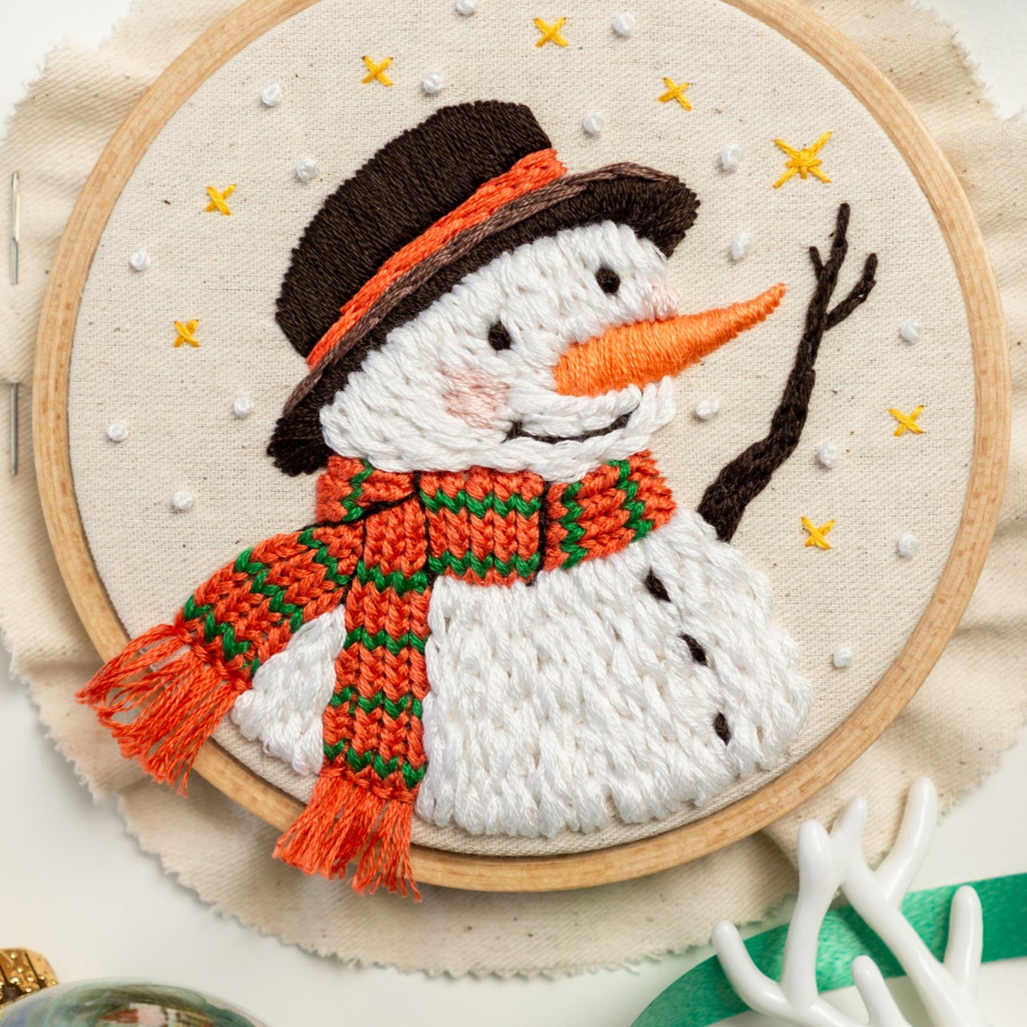 Embroidery Pattern the SNOWMAN Winter and Christmas PDF - Etsy