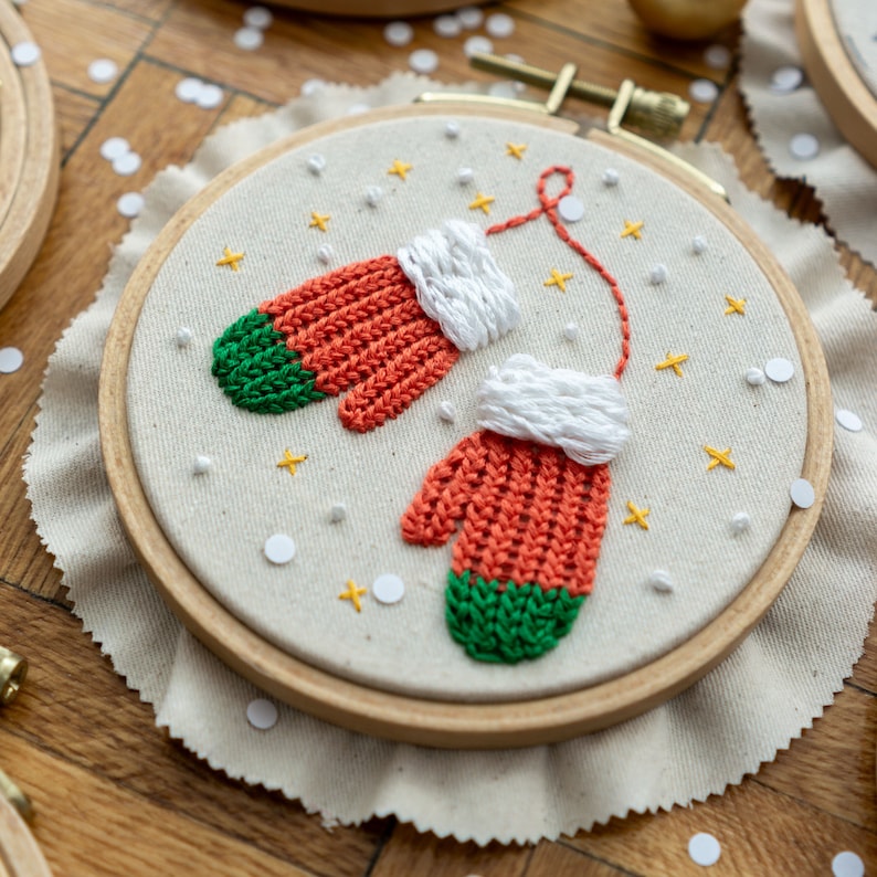 Embroidery Pattern - COZY MITTENS, Winter and Christmas PDF Pattern ...
