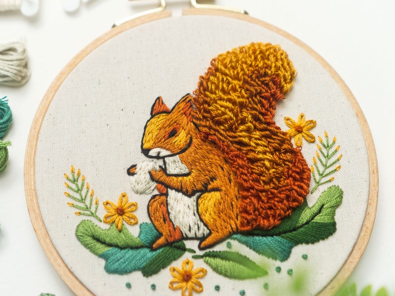 Hand Embroidery - SQUIRREL Pattern, Beginner Step by Step Video ...