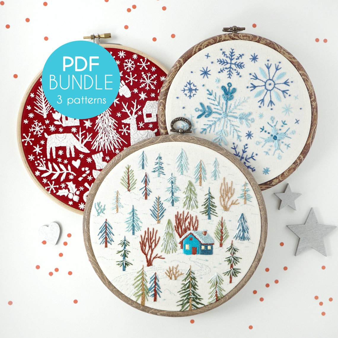 Hand Embroidery Patterns Cozy Winter Bundle Intermediate - Etsy