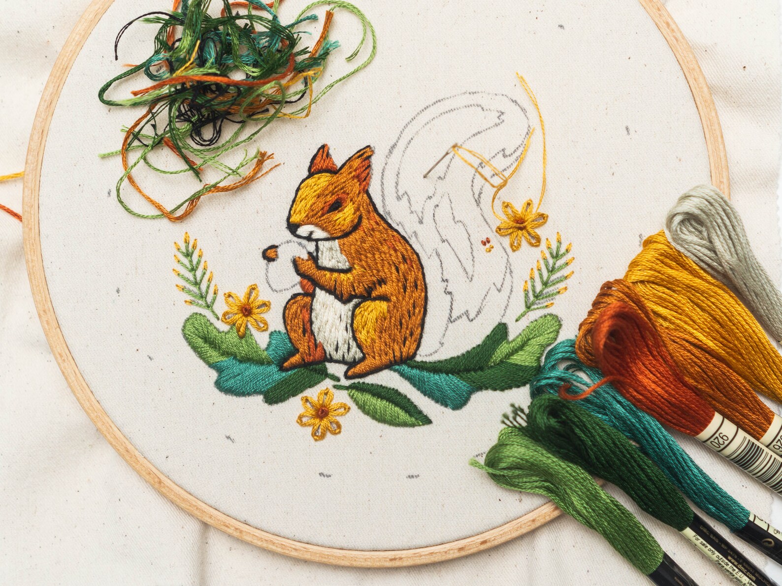 Hand Embroidery - SQUIRREL Pattern, Beginner Step by Step Video ...