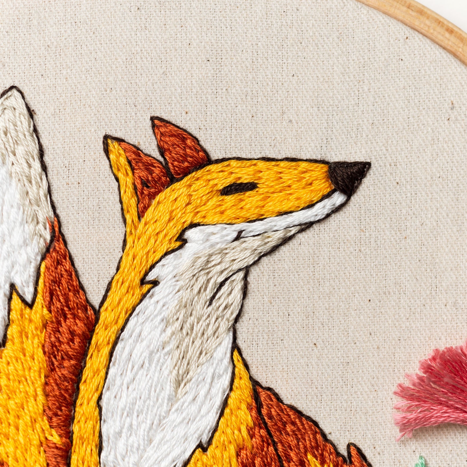 Hand Embroidery FOX Embroidery Pattern With Flowers - Etsy