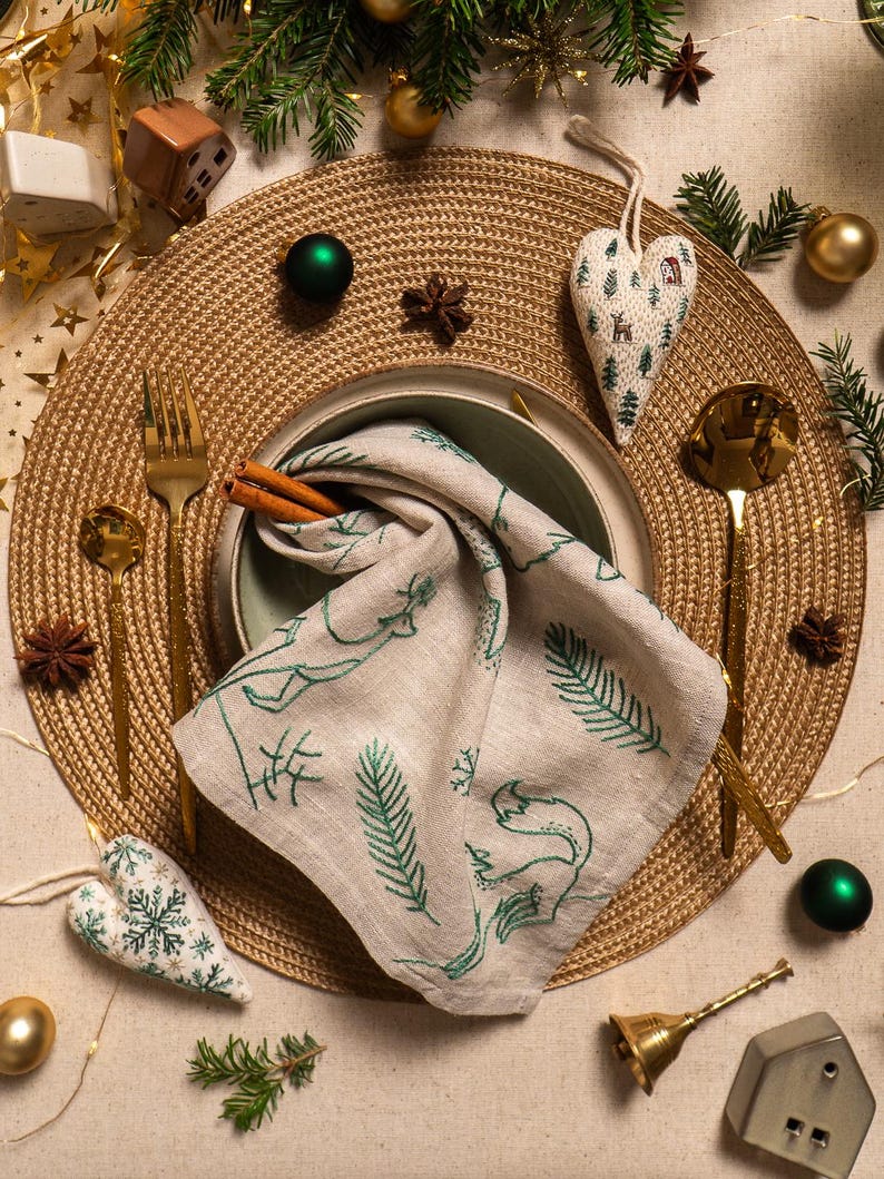 Christmas Stitched Tales Napkin Bundle | Hand Embroidery Patterns ...