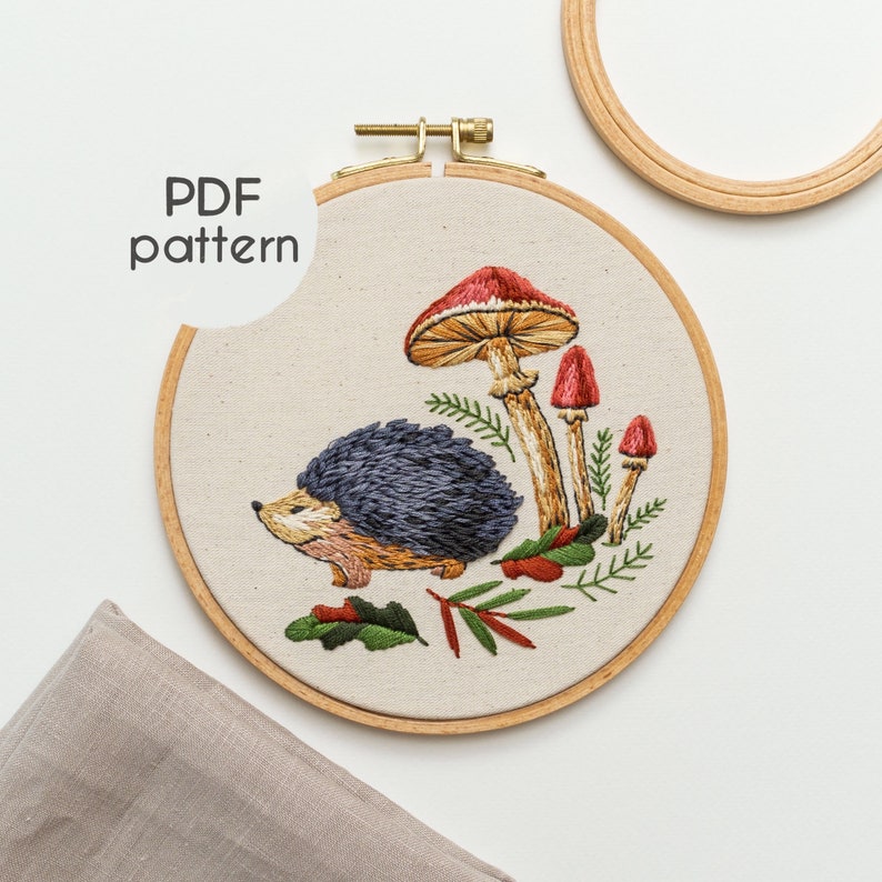 Hand Embroidery - HEDGEHOG Pattern, Beginner Video Tutorials, PDF ...