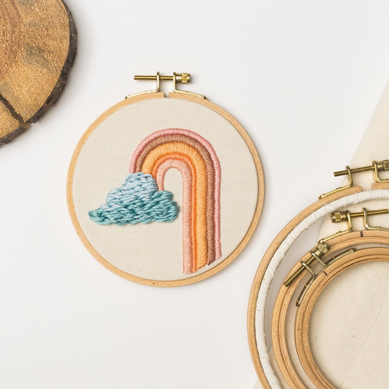 Hand Embroidery Pattern Rainbow Design DIY Beginner | Etsy