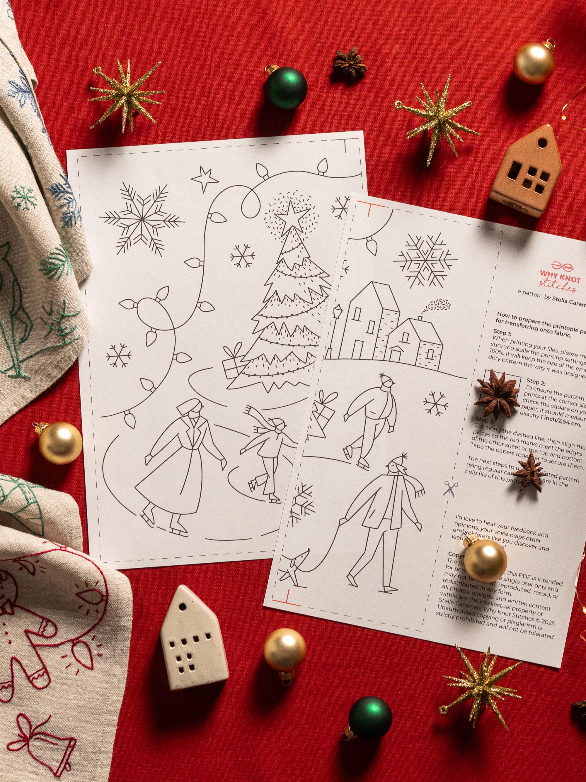 Christmas Stitched Tales Napkin Bundle | Hand Embroidery Patterns ...