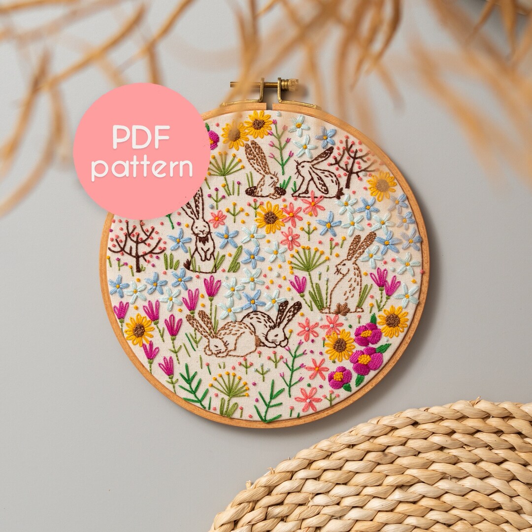 PDF Embroidery - Spring Bunnies Pattern, Beginner Embroidery With Video ...
