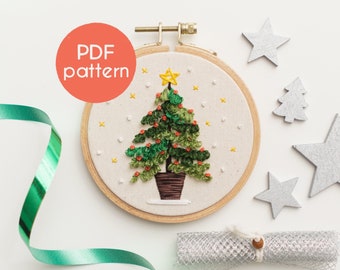 Christmas Tree Branch Embroidery Pattern Video Tutorial - Etsy