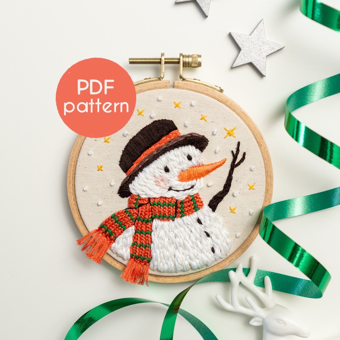Embroidery Pattern - the SNOWMAN, Winter and Christmas PDF Pattern ...