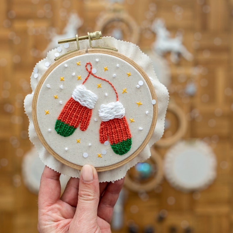 Embroidery Pattern - COZY MITTENS, Winter and Christmas PDF Pattern ...