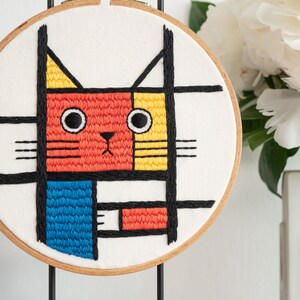 Piet Mondrian Cat Embroidery Pattern: Meowdrian Art (PDF) - Etsy