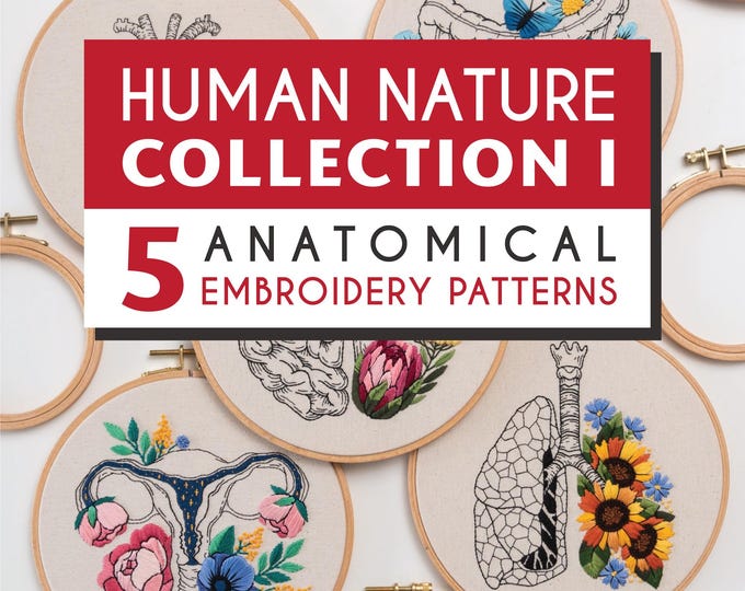 Anatomical Embroidery Patterns - Heart, Lungs, and Brain - PDF Download ...