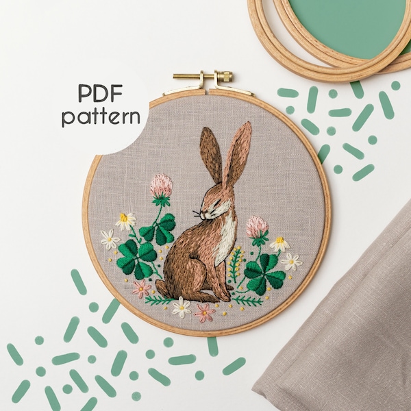 Rabbit Embroidery - Etsy