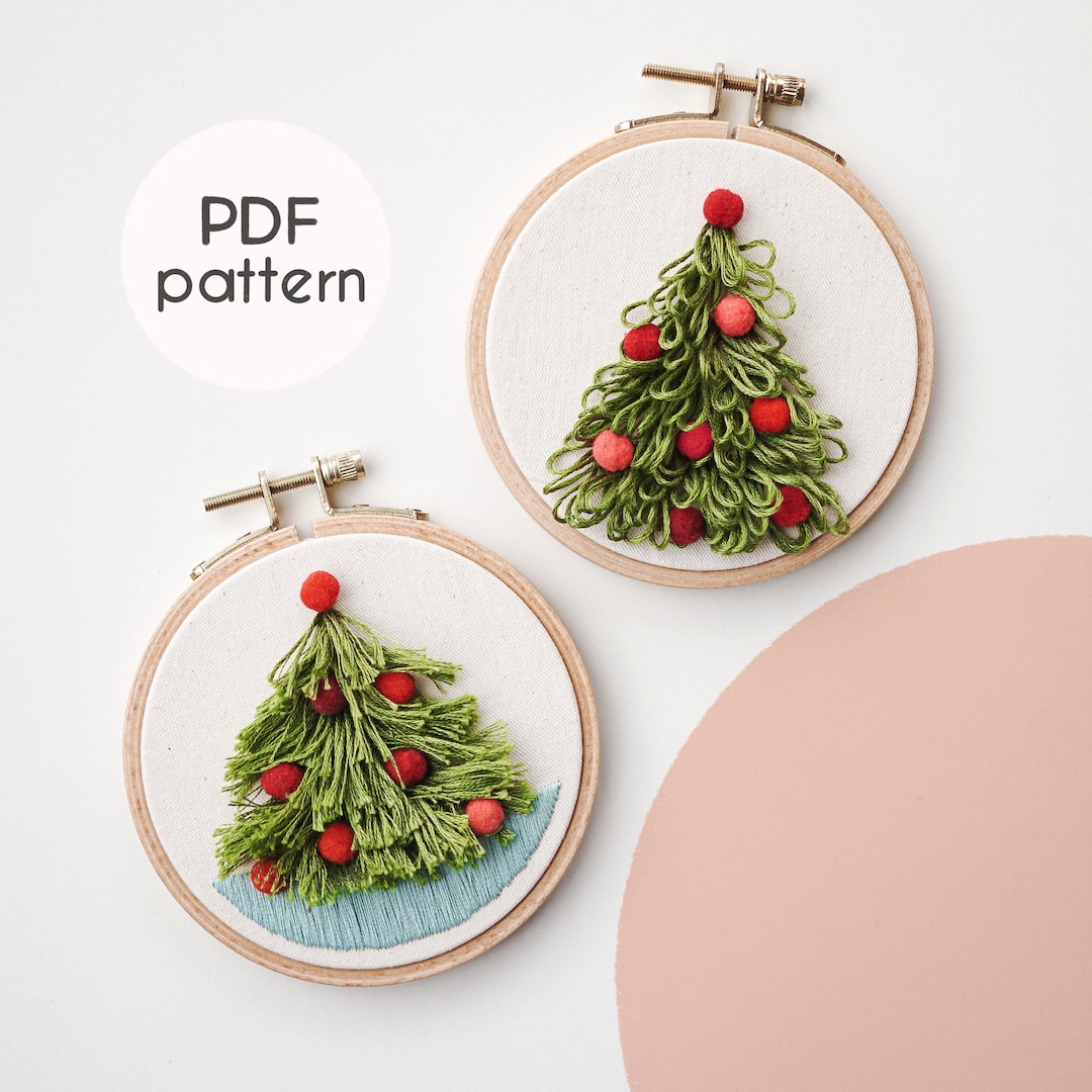 Christmas Tree Hand Embroidery Pattern: DIY Holiday Decor (PDF Download ...