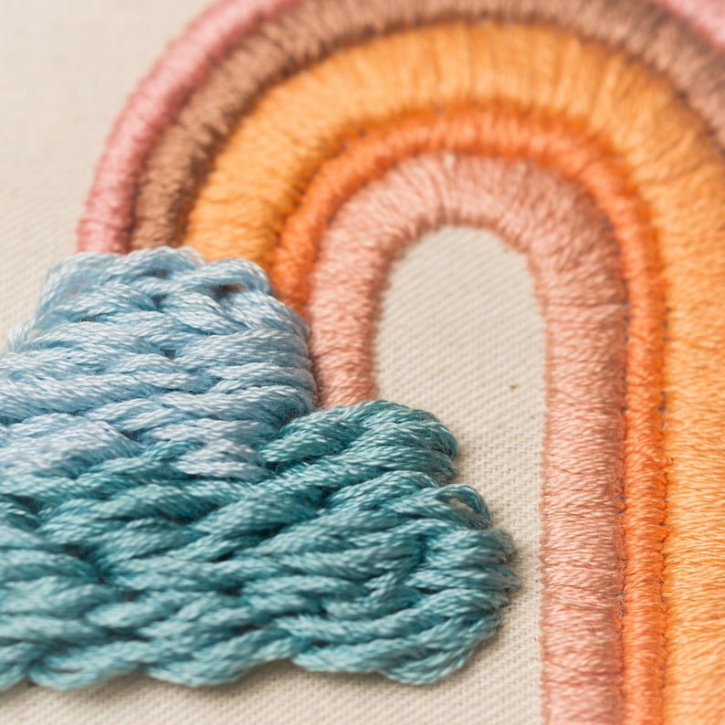 Hand Embroidery Pattern - RAINBOW Design, DIY Beginner Embroidery With ...