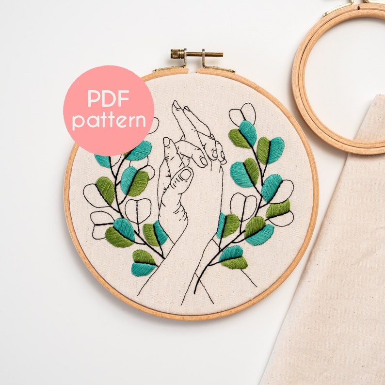 Hand Embroidery Pattern HOLDING HANDS Beginner Level PDF - Etsy