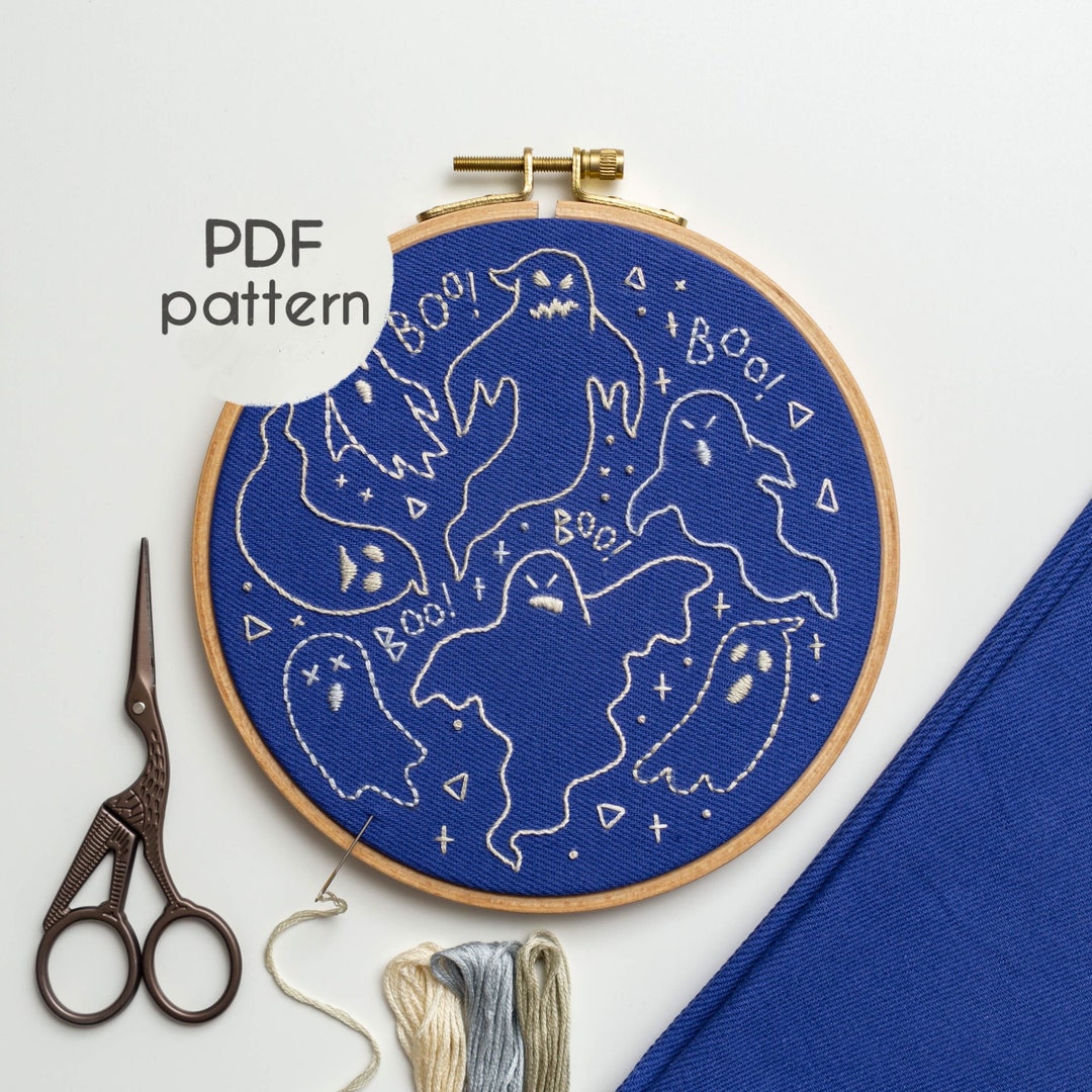 Hand Embroidery Pattern - HALLOWEEN GHOSTS With Step by Step Beginner ...