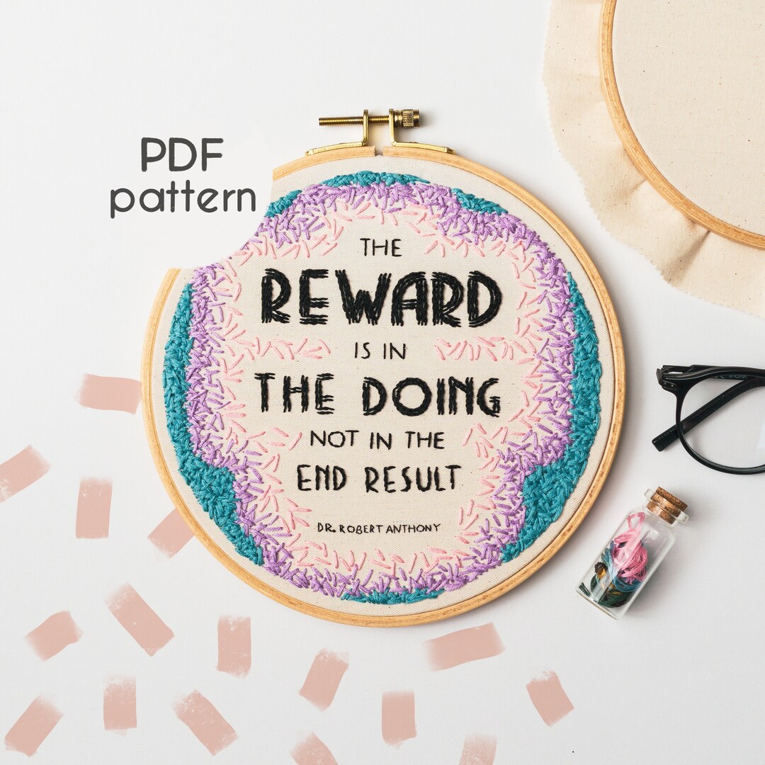 Hand Embroidery PDF Pattern - Lettering Quote, Beginner Embroidery, PDF ...