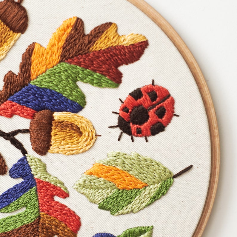 Hand Embroidery Pattern Autumn Season Intermediate PDF | Etsy
