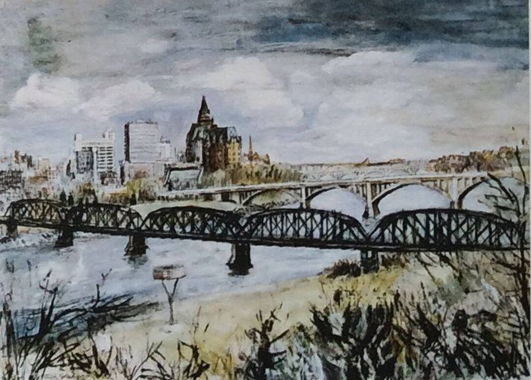 Victoria Bridge, Saskatoon, by Fritz Stehwien - Greeting Card (blank ...