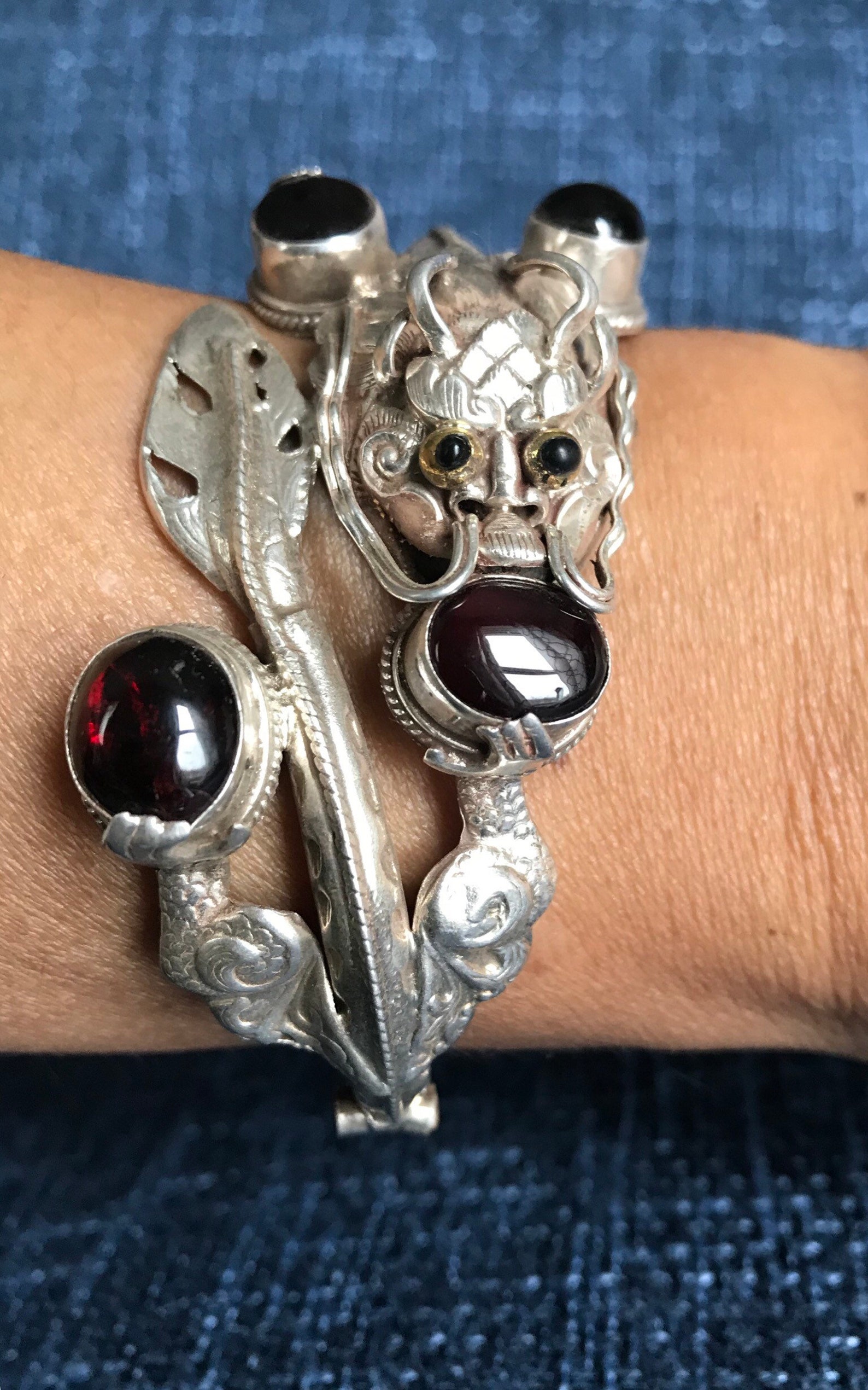 Sterling Silver Dragon Cuff Bracelet Handmade in Nepal | Etsy