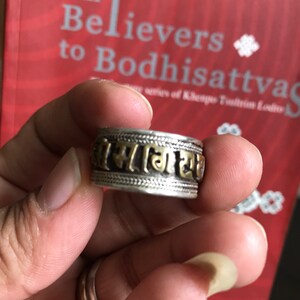 Om Mani Padme Hum BUDDHIST MANTRA RING .925 Silver, Boho Ring Mantra of ...