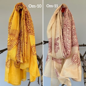 Super Soft Hand Woven Cotton With Block Printed Om Scarf/shawl ...