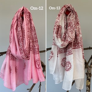 Super Soft Hand Woven Cotton With Block Printed Om Scarf/shawl ...