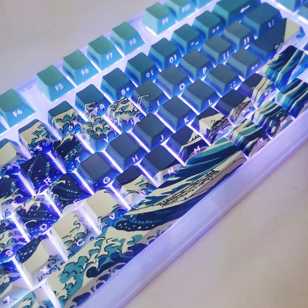 Keycap Translucent Ukiyoe Coral Sea the Great Wave off Kanagawa Cherry ...