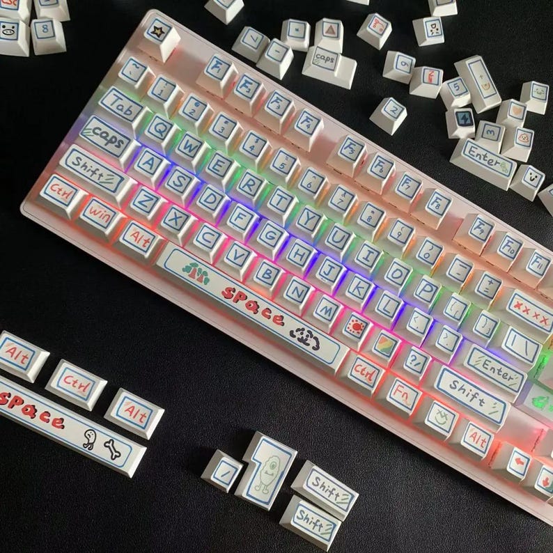126 Keys Graffiti Keycap XDA Profile PBT Keycaps for Mechanical ...