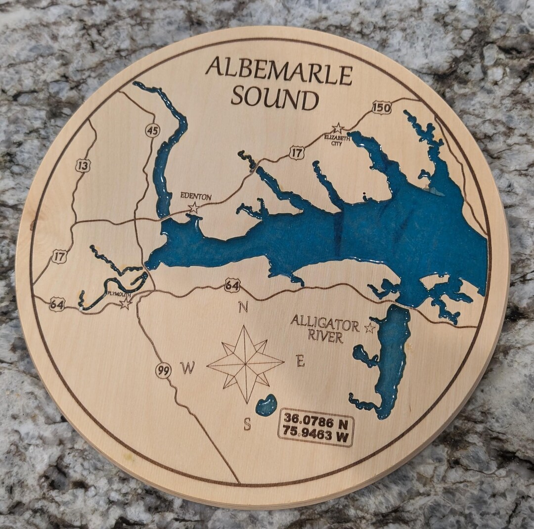 River Map Laser Engraved Etched | Epoxy Filled | Wall Art Eastern NC ...
