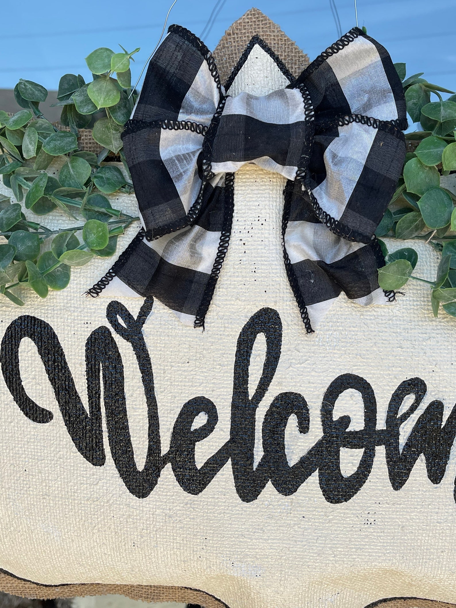 Welcome Door Sign Burlap Door Hanger Burlap Wreath Outdoor Sign - Etsy