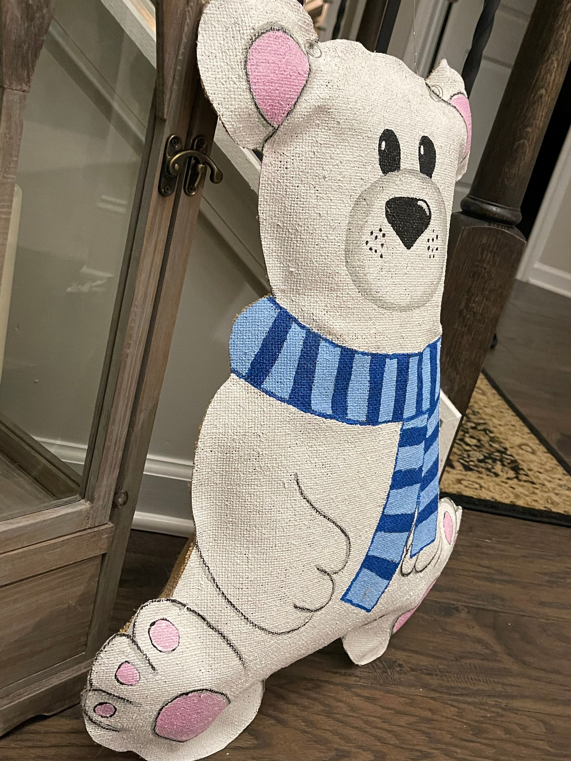Polar Bear Burlap Door Hanger Animal Winter Holiday Decor Door | Etsy