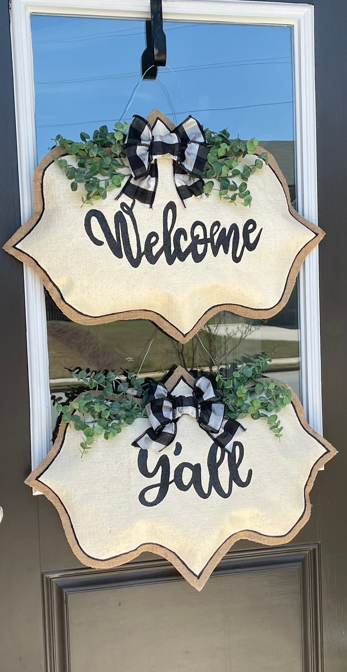 Welcome Door Sign Burlap Door Hanger Burlap Wreath Outdoor - Etsy
