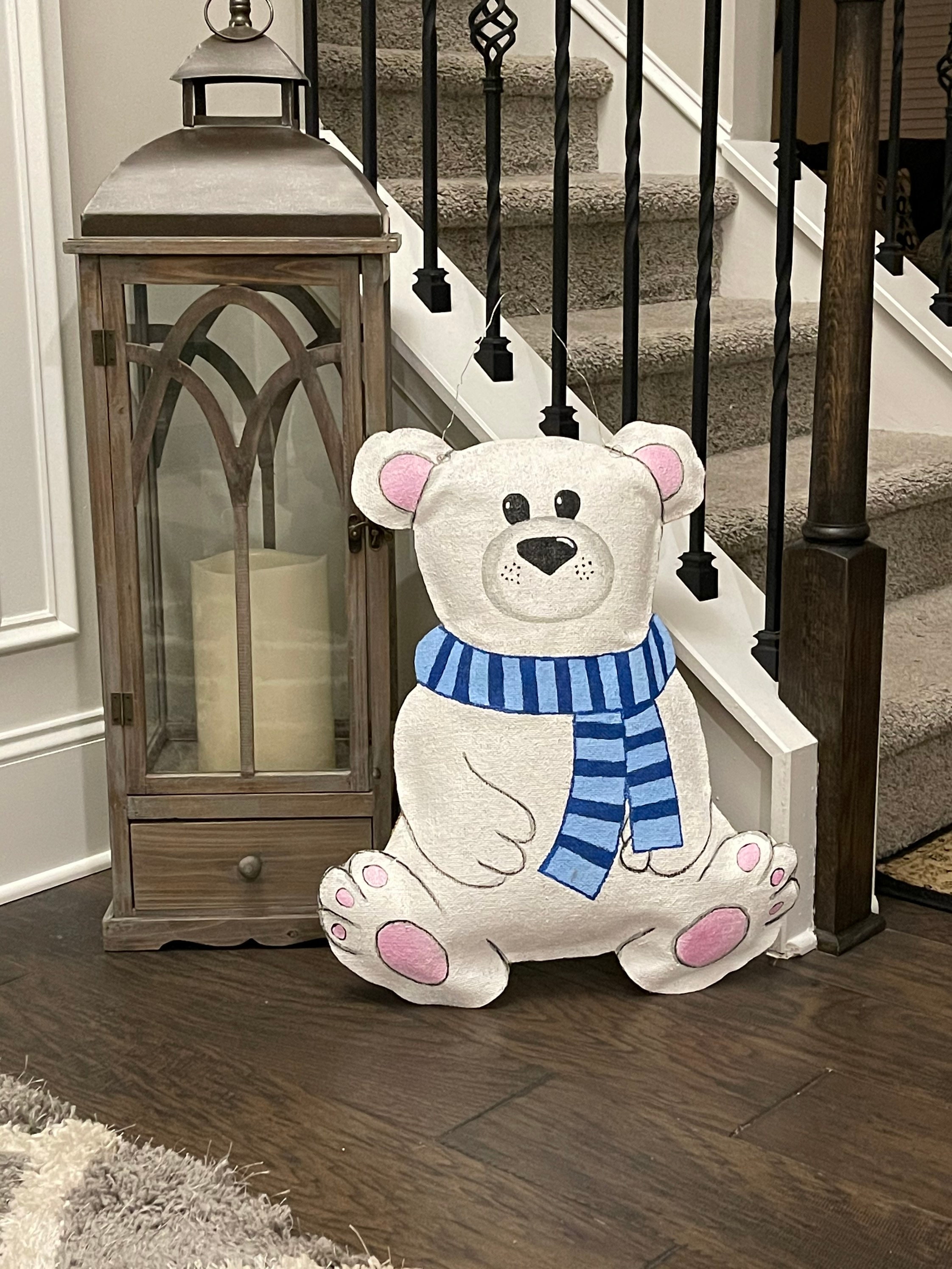 Polar Bear Burlap Door Hanger Animal Winter Holiday Decor Door | Etsy