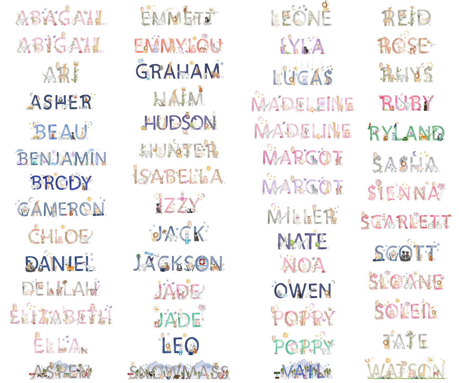 Framed Custom Baby Name Nursery Wall Art Print Animal - Etsy