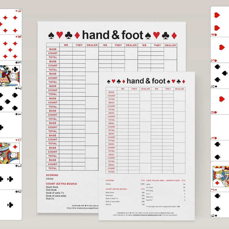 Hand & Foot Scoring Pad - Large or Small - Personalized Name - Etsy