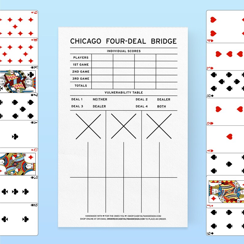 Chicago Four-deal Bridge Scoring Pad - Personalized Name(s) - Etsy