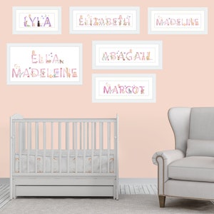 Framed Custom Baby Name Nursery Wall Art Print, Animal Watercolors ...