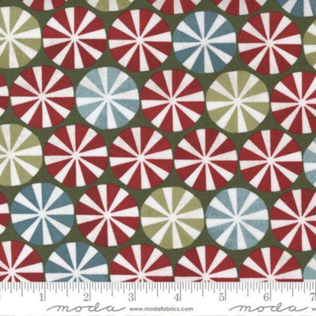 Christmas Fabric by the Yard Peppermint Bark Peppermint Candy Dots in ...