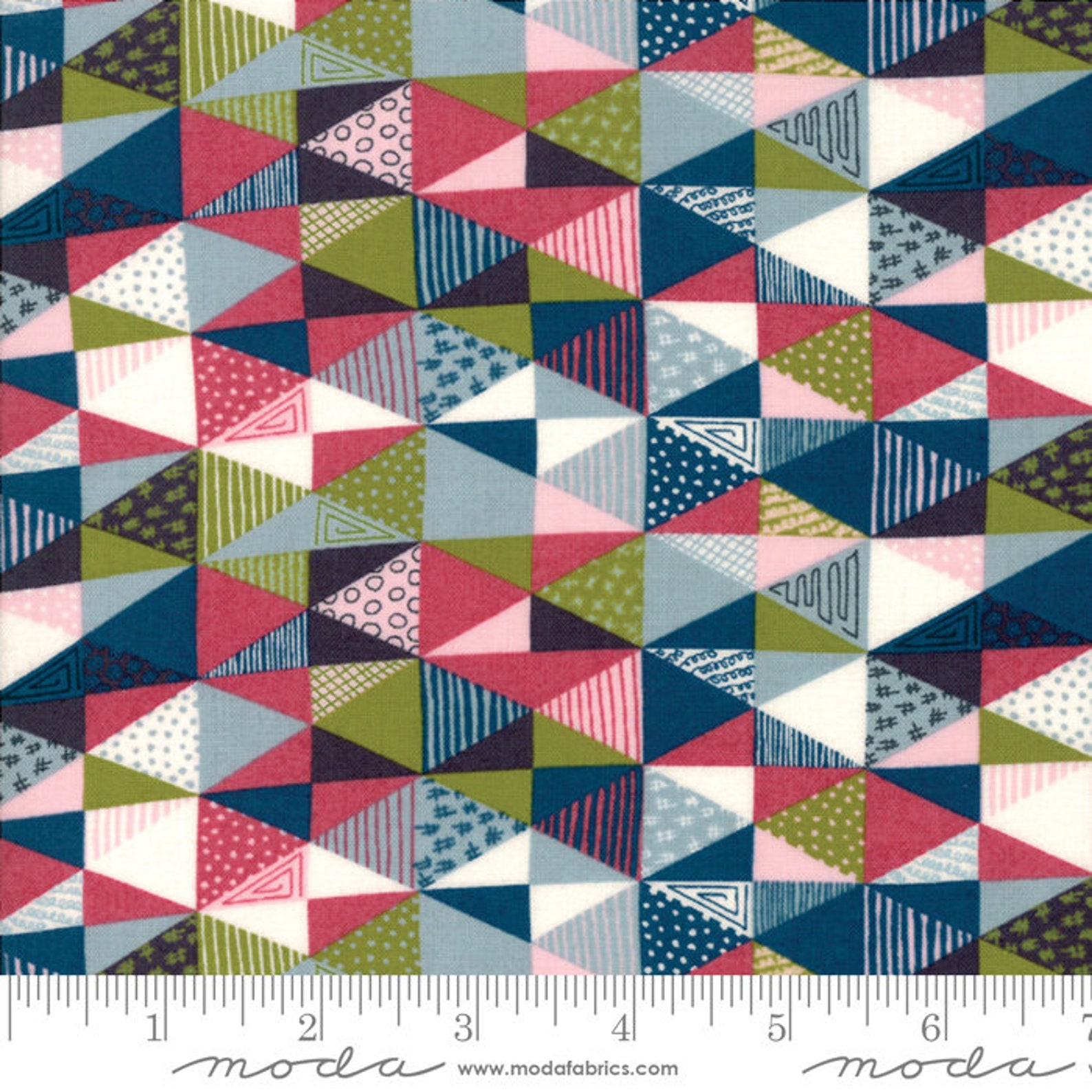 Nova Geometric Triangles Fabric by the Yard in Cascade by - Etsy